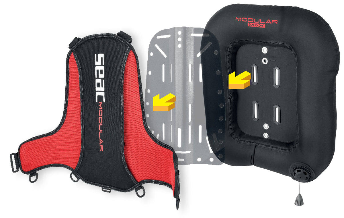 SEAC Modular MAX Travel BCD for Dual Tanks, Interchangeable Scuba Divi ...