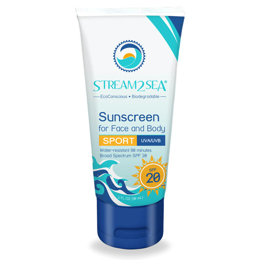 Stream2Sea Sunscreen for Face and Body Sport - SPF 20, 3 oz ...