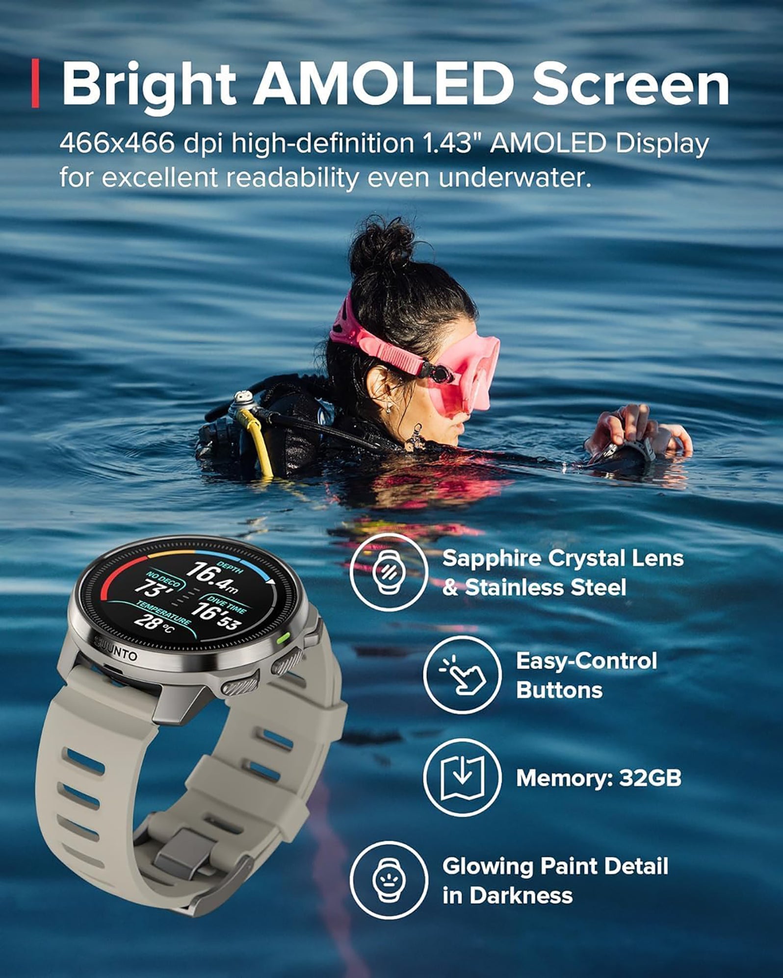 Suunto Ocean Dive Computer (All Black) + Tank Pod Combo, GPS Multispor ...