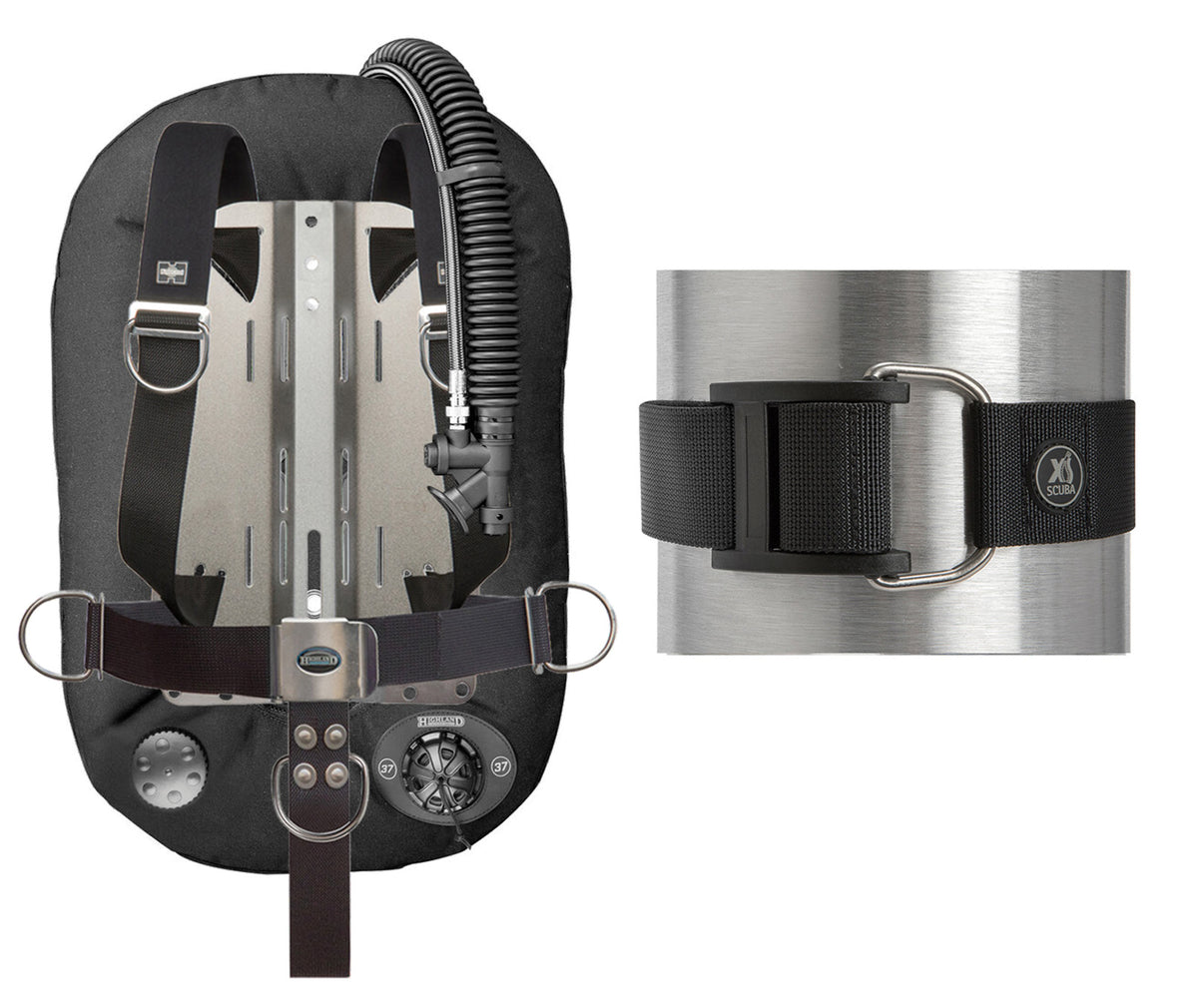 XS Scuba Stainless Steel Tec/Rec Harness/Backplate, 37 lb. Single Wing ...