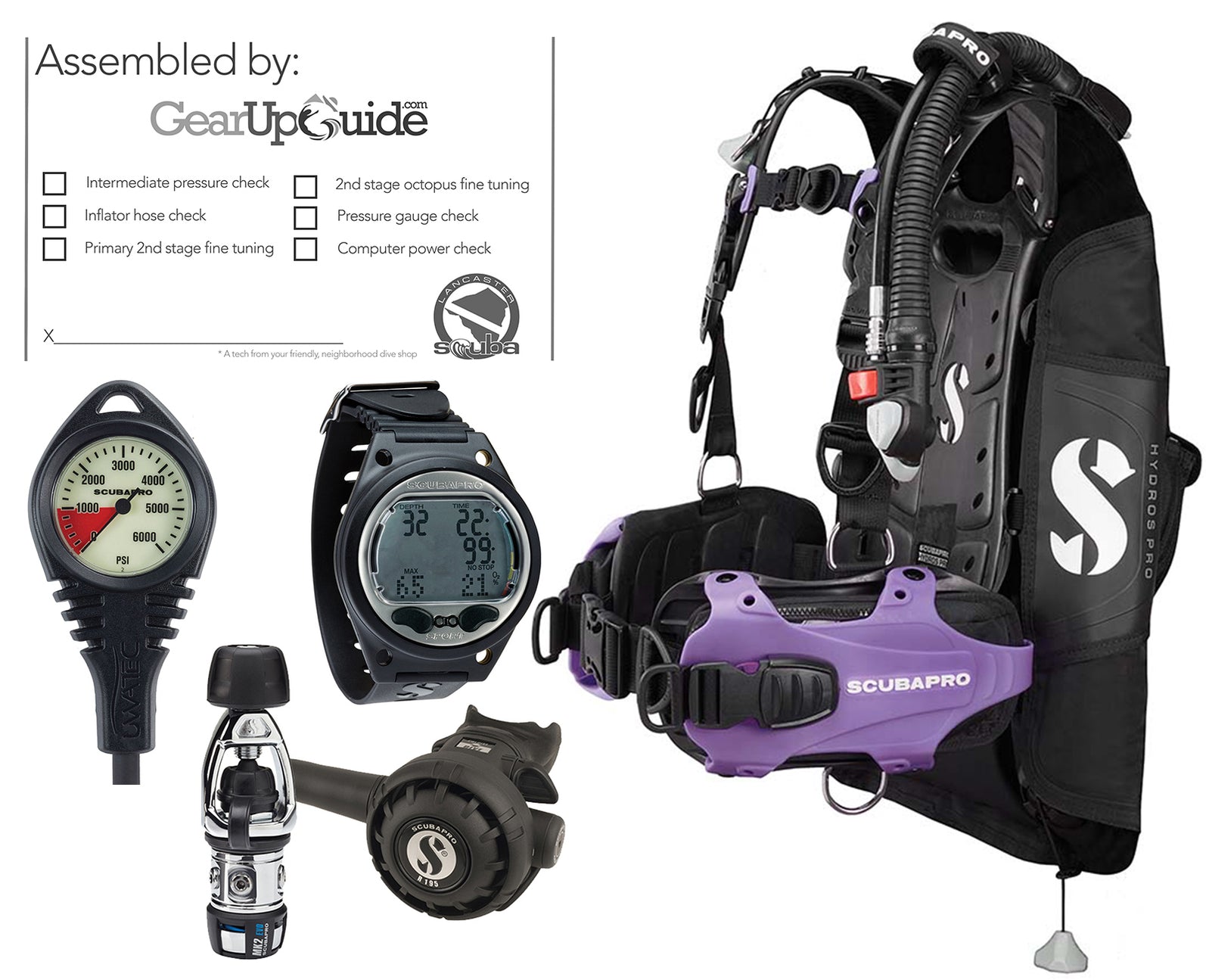 Scubapro Men's Inovate Scuba Diving Gear Package Hydros BCD with Air S — Lancaster Scuba