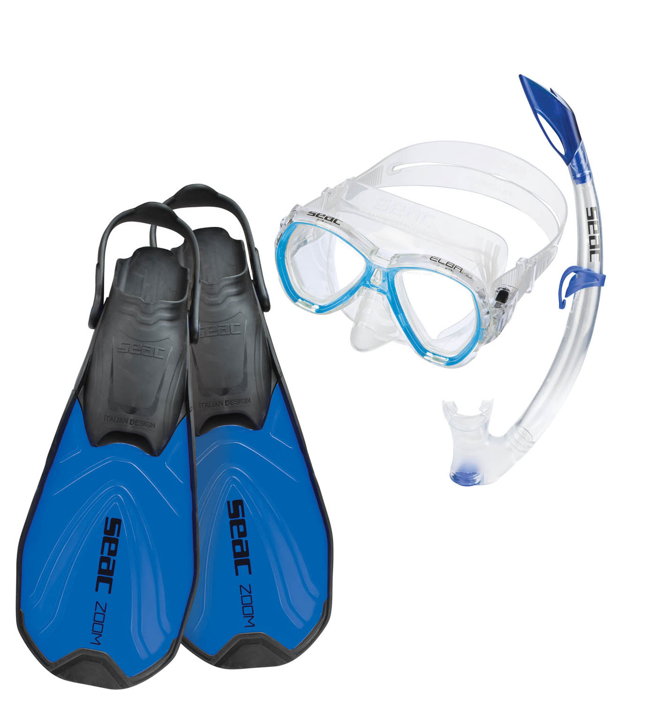 SEAC Zoom Snorkeling Set Includes Fins Mask Snorkel w/ Gear Bag ...
